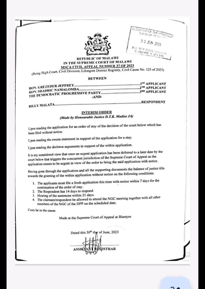 Supreme court lifts Billy Malata's injunction against DPP NGC meet ...